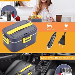 unumac Heated Lunch Box - Electric Lunch Box Food Heater 1.8l for Adults, 3 in 1 Electric Lunchbox Portable Food Warmer for Car/Truck Drivers/Work with Spoon, Fork, Insulated Carry Bag, 12V/24V/110V