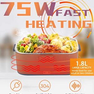 unumac Heated Lunch Box - Electric Lunch Box Food Heater 1.8l for Adults, 3 in 1 Electric Lunchbox Portable Food Warmer for Car/Truck Drivers/Work with Spoon, Fork, Insulated Carry Bag, 12V/24V/110V