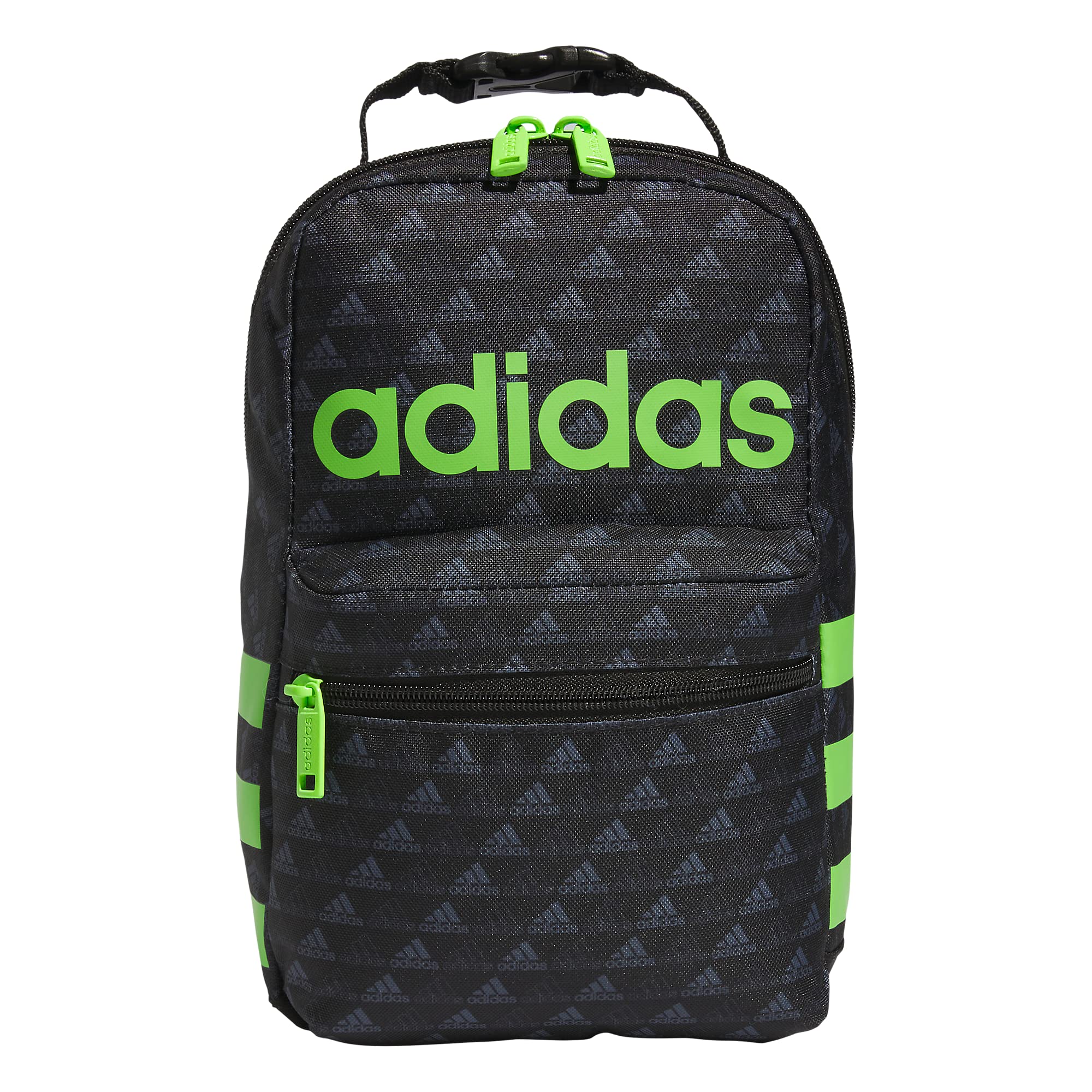 adidas Santiago 2 Insulated Lunch Bag, BOS Mini Monogram Black/Lucid Lime Green, One Size