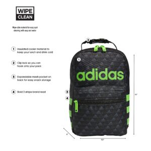 adidas Santiago 2 Insulated Lunch Bag, BOS Mini Monogram Black/Lucid Lime Green, One Size