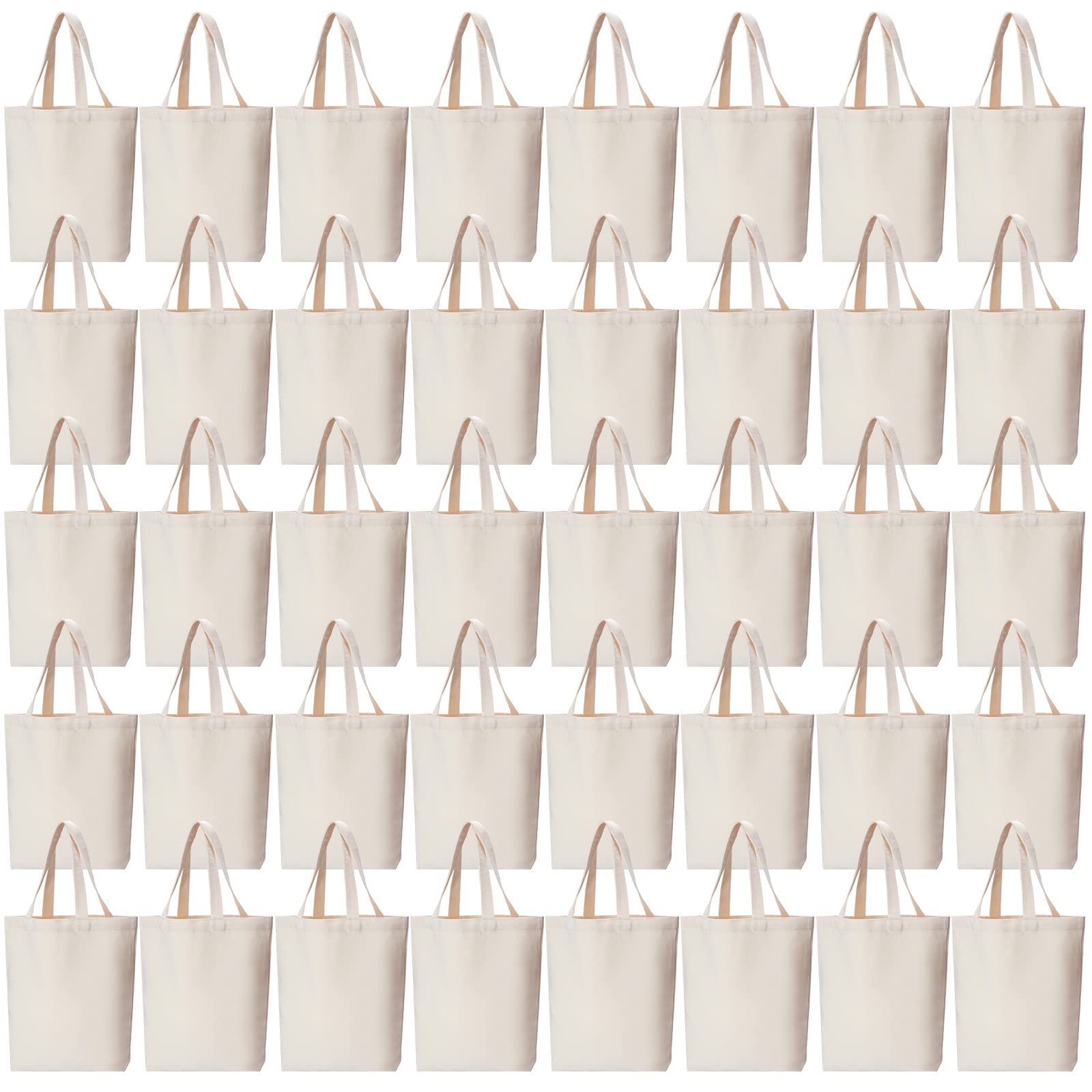 Pinkunn 100 Pcs Canvas Bags Bulk Natural Cotton Bags with Handles Plain Polyester Cotton Bags for Crafting DIY(White)