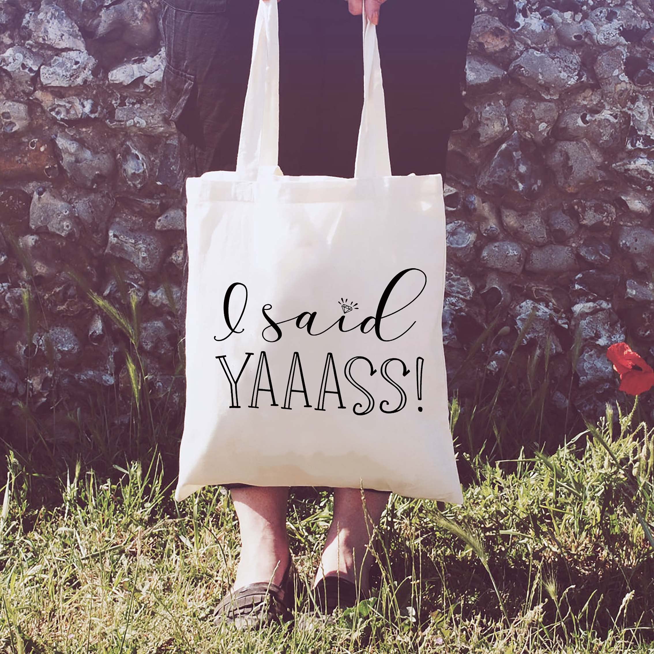 LIBIHUA I Said Yaaass – Shoulder Bag Shopping Bag Tote Bag Gift – Funny Engagement Gifts for Women - Bride to Be - Newly Engaged - Bridal Shower Gift for Bride - Bachelorette Party Gifts for Her