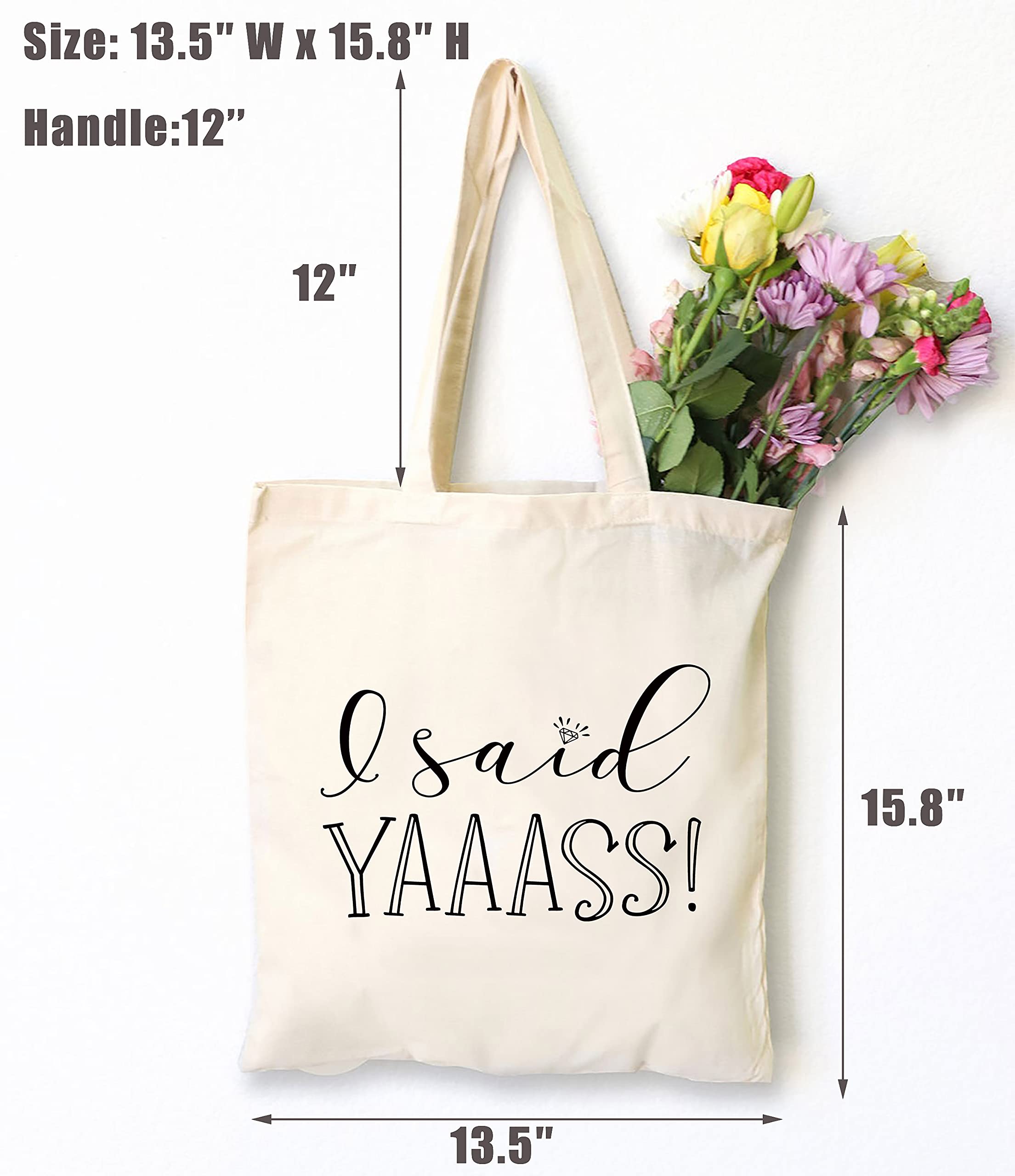 LIBIHUA I Said Yaaass – Shoulder Bag Shopping Bag Tote Bag Gift – Funny Engagement Gifts for Women - Bride to Be - Newly Engaged - Bridal Shower Gift for Bride - Bachelorette Party Gifts for Her