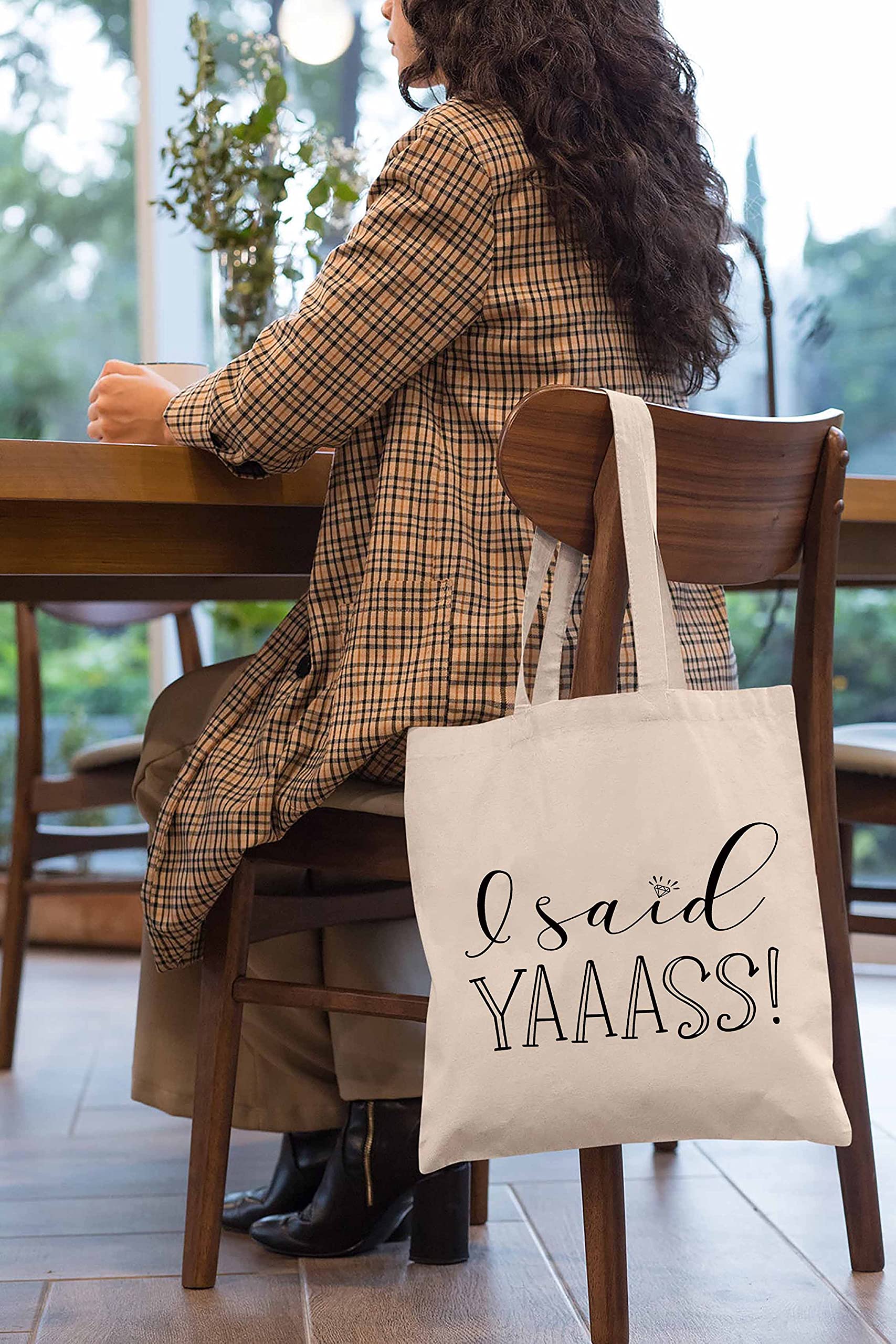 LIBIHUA I Said Yaaass – Shoulder Bag Shopping Bag Tote Bag Gift – Funny Engagement Gifts for Women - Bride to Be - Newly Engaged - Bridal Shower Gift for Bride - Bachelorette Party Gifts for Her