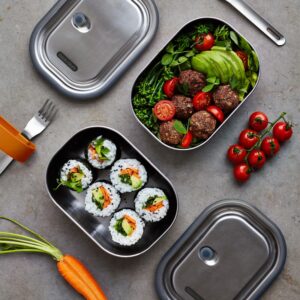 BLACK + BLUM | Leak-Proof Oven Safe Plastic Free Meal Prep Lunch Food Container, Orange, 600ml / 20fl, Stainless Steel & Silicone