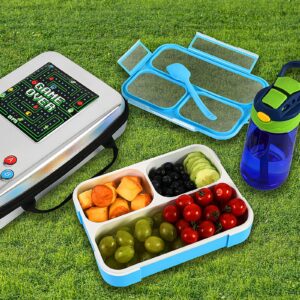 SOOCUTE Insulated Lunch Box Kids Lunch Bag Set, Game On Boys Lunchbox With 3 Compartment Bento Box Freezable Ice Pack Water Bottle Silicon Cap Salad Container, Toddler School Supplies Lunch Kit