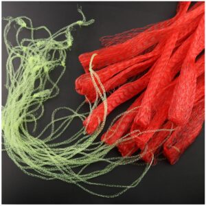 jcbiz 15pcs 450mm/17.7" watermelon nets with drawstring hanging watermelon nets bags reusable plastic gardening net, red