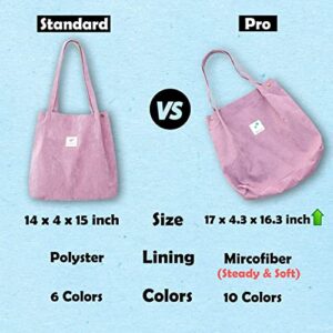 Suyfhdc Corduroy Tote Bag for Women Cute Tote Bags Travel Bag with Inner Pockets Big Capacity Casual Handbags for Shopping Work