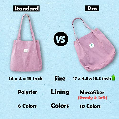 Suyfhdc Corduroy Tote Bag for Women Cute Tote Bags Travel Bag with Inner Pockets Big Capacity Casual Handbags for Shopping Work