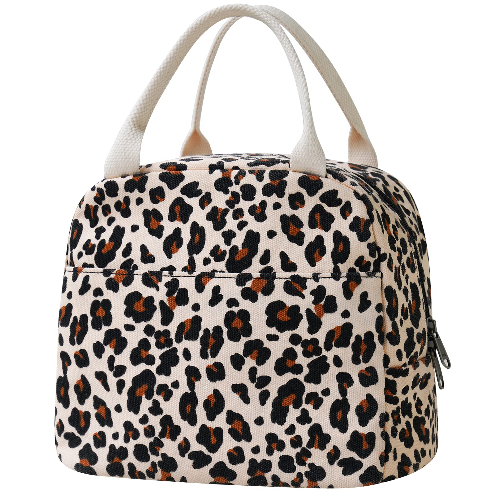 EurCross Leopard Lunch Bag for Women for Work or Daily Use,High Grade Canvas for Adults Lunch Bento Box Tote Bag with Insulated liner