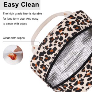 EurCross Leopard Lunch Bag for Women for Work or Daily Use,High Grade Canvas for Adults Lunch Bento Box Tote Bag with Insulated liner