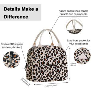 EurCross Leopard Lunch Bag for Women for Work or Daily Use,High Grade Canvas for Adults Lunch Bento Box Tote Bag with Insulated liner