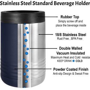 Personalized Stainless Steel Engraved Insulated Beverage Holder Customized Can Cooler with Custom Name Text – Wedding, Birthday, Corporate Gift (Black, Standard)