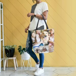 Naanle Personalized Canvas Tote Bag with Photos Customized Picture Women Casual Shoulder Bag Custom Handbag Cotton Bag Gift for 4 Photos Collage