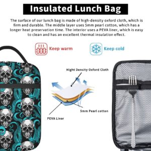 Gianlaima Octopus Sugar Funny Skull Halloween Insulated Lunch Box For Women Man, Portable Lunch Bag Reusable Cooler Tote For Office Work Travel Picnic Camping Beach