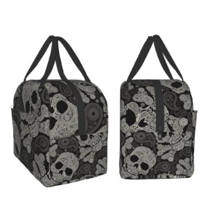 SCIXITI Sugar Skull Paisley Lunch Box Container Insulated Lunch Bags for Women Men Reusable Tote Bag for Office Outdoor Picnic Beach