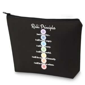 g2tup reiki master yoga teacher makeup bag just for today inspirational spiritual gifts reiki chakra healing zipper (just for today black)