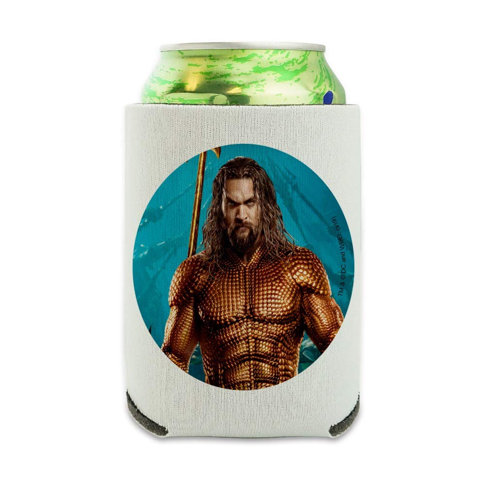 Aquaman Movie Jason Mamoa Full Costume Can Cooler - Drink Sleeve Hugger Collapsible Insulator - Beverage Insulated Holder