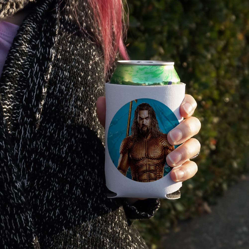 Aquaman Movie Jason Mamoa Full Costume Can Cooler - Drink Sleeve Hugger Collapsible Insulator - Beverage Insulated Holder