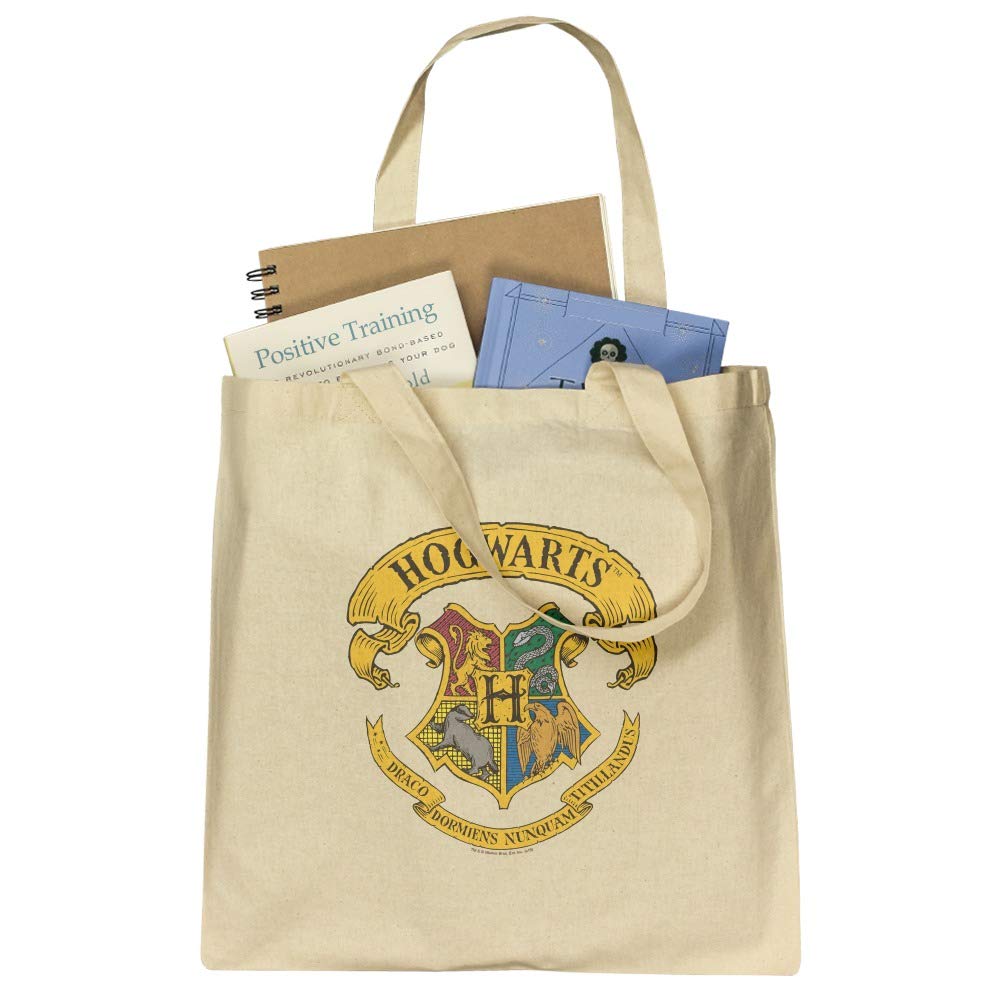 GRAPHICS & MORE Harry Potter Ilustrated Hogwart's Crest Grocery Travel Reusable Tote Bag