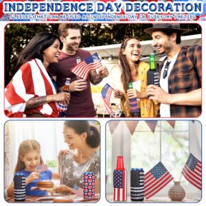 Sacubee 18 Pcs USA Flag Can Coolers 12 oz 4th of July Beer Can Cooler Sleeves Bulk Patriotic Can Coolers Insulator Neoprene Can Covers for Independence Day Memorial Day Party Supplies