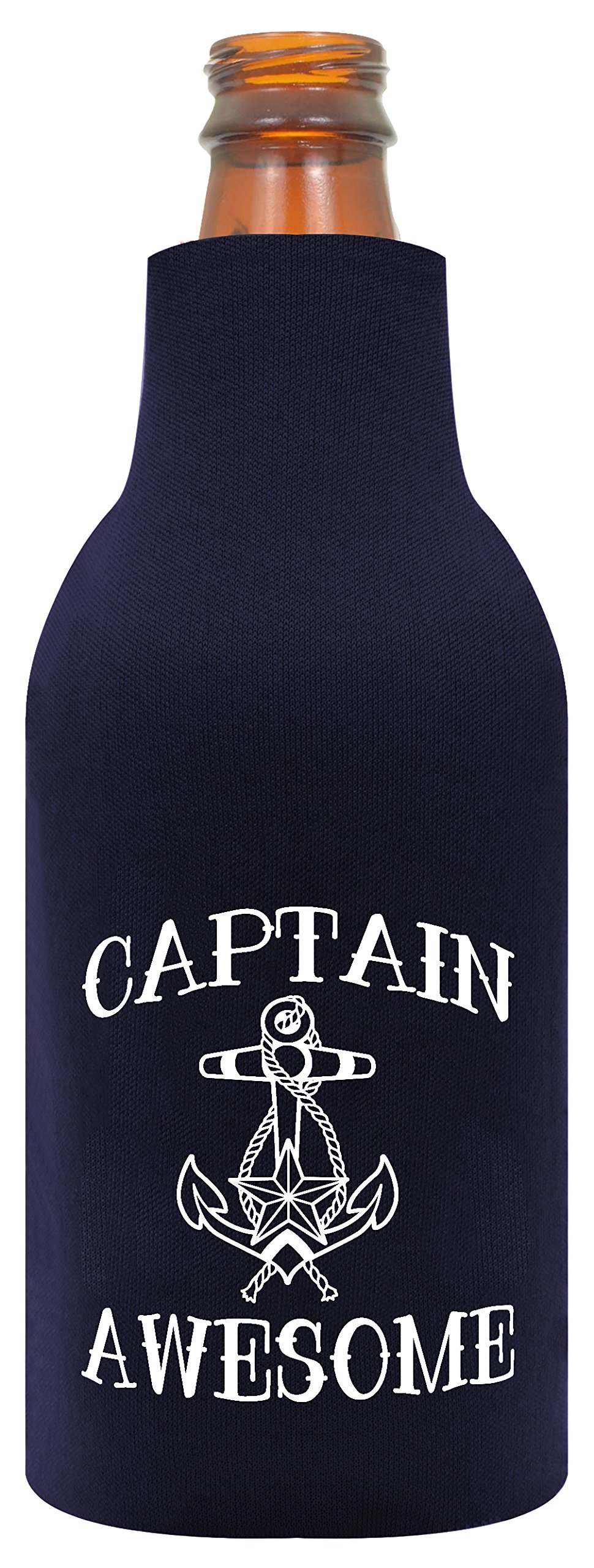 Funny Beer Bottle Coolie Captain Awesome Sailing Gag Gift 2 Pack Bottle Drink Coolers Coolies Navy