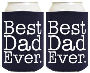 funny beer coolie best dad ever 2 pack can coolies navy