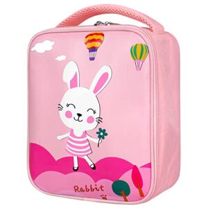 spoilu lunch box for kids, school insulated lunch bags for boys and girls - double insulated, durable, water-resistant fabric, rabbit