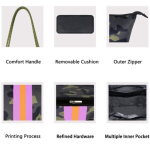 QOGiR Neoprene Multipurpose Beach Bag Tote with Inner Zipper Pocket（Green Camo） …