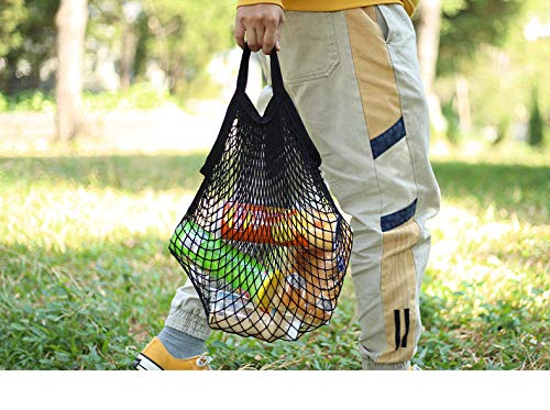 2 Pack Long Handle Mesh Shopping Bags for Farmer's Market Grocery Drawstring Food Bags Onions Veggies Bags,Washable Netting Reusable Potatoes Bags Knit Bags Market Bags Carrying