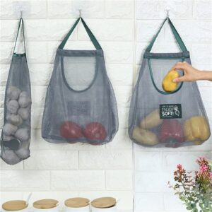 ACQTULOU Reusable Hanging Storage Mesh Bags Durable & Strong Fruit and Vegetable Mesh Bags/Pulling resistance Storage Tote Bags for Garlics, Potatoes, Onions (Reusable Bags-1)