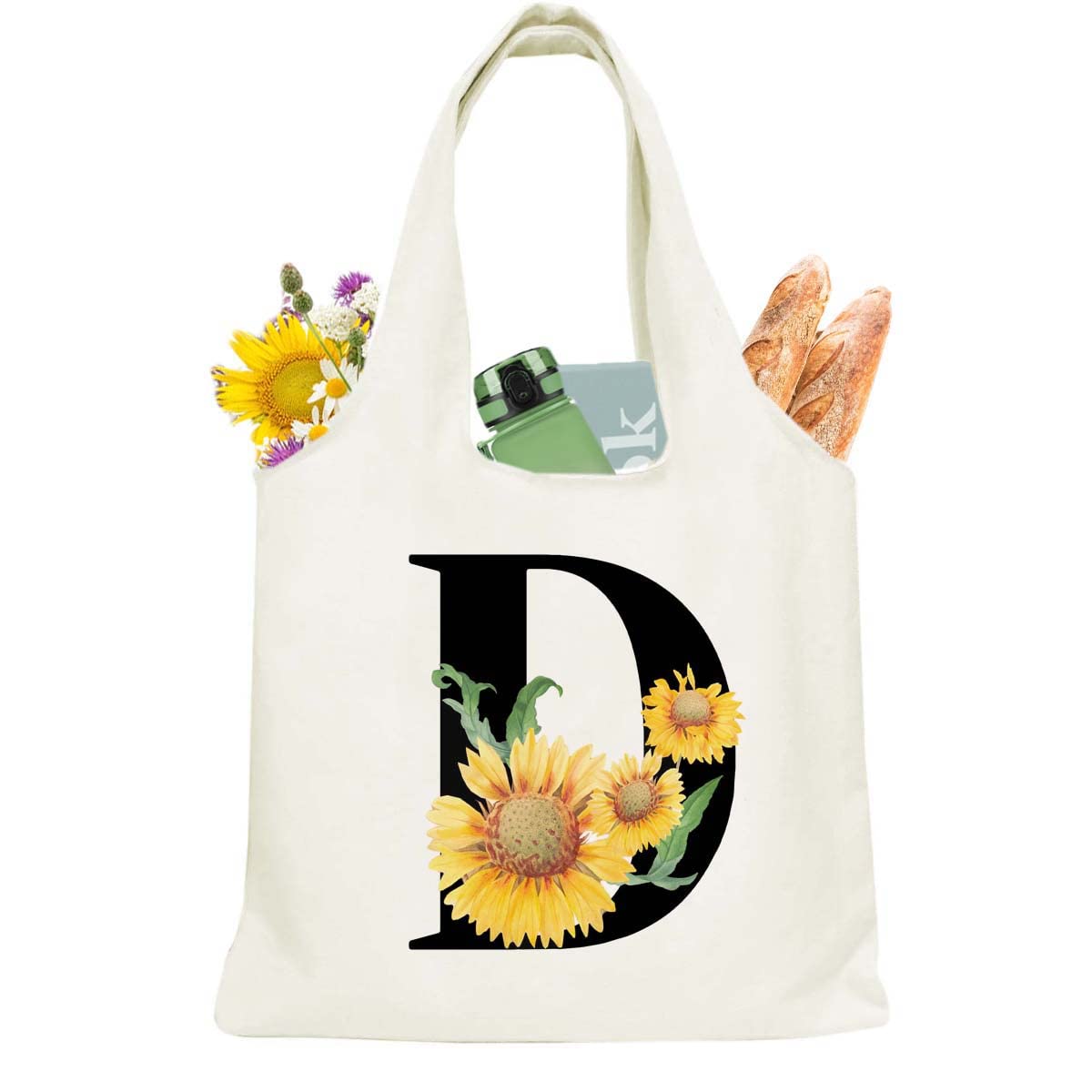 SANCABA Monogrammed Gifts for Women,Initial Tote Bag,Gift for Teacher Bridesmaid Friendship Wife,Floral Bag,Trendy Bags