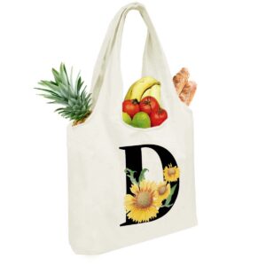 SANCABA Monogrammed Gifts for Women,Initial Tote Bag,Gift for Teacher Bridesmaid Friendship Wife,Floral Bag,Trendy Bags