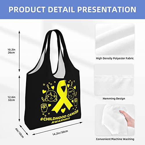 Childhood Cancer Awareness Canvas Shoulder Tote Bags Reusable Handbags Shopping Bag For Daily Women Or Men