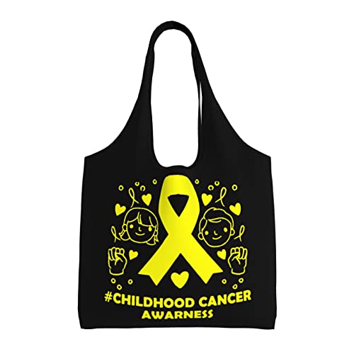 Childhood Cancer Awareness Canvas Shoulder Tote Bags Reusable Handbags Shopping Bag For Daily Women Or Men