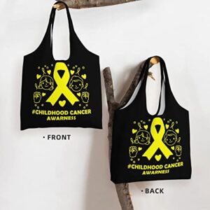 Childhood Cancer Awareness Canvas Shoulder Tote Bags Reusable Handbags Shopping Bag For Daily Women Or Men