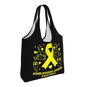 Childhood Cancer Awareness Canvas Shoulder Tote Bags Reusable Handbags Shopping Bag For Daily Women Or Men