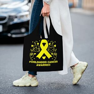 Childhood Cancer Awareness Canvas Shoulder Tote Bags Reusable Handbags Shopping Bag For Daily Women Or Men