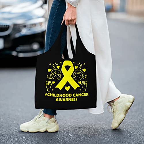 Childhood Cancer Awareness Canvas Shoulder Tote Bags Reusable Handbags Shopping Bag For Daily Women Or Men