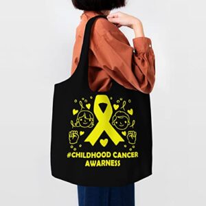 Childhood Cancer Awareness Canvas Shoulder Tote Bags Reusable Handbags Shopping Bag For Daily Women Or Men