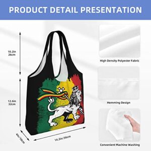 Rasta Lion Of Judah Canvas Shoulder Tote Bags Reusable Handbags Shopping Bag For Daily Women Or Men