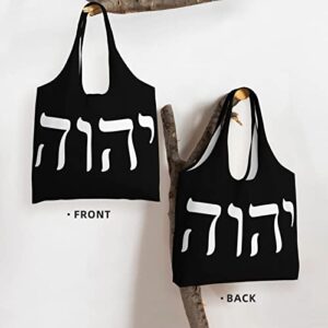 Yhwh Canvas Shoulder Tote Bags Reusable Handbags Shopping Bag For Daily Women Or Men