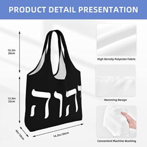 Yhwh Canvas Shoulder Tote Bags Reusable Handbags Shopping Bag For Daily Women Or Men