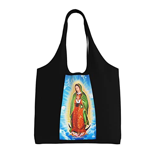 Guadalupe Virgin Canvas Shoulder Tote Bags Reusable Handbags Shopping Bag For Daily Women Or Men