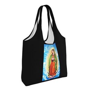 Guadalupe Virgin Canvas Shoulder Tote Bags Reusable Handbags Shopping Bag For Daily Women Or Men