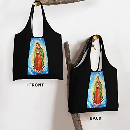 Guadalupe Virgin Canvas Shoulder Tote Bags Reusable Handbags Shopping Bag For Daily Women Or Men