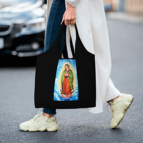 Guadalupe Virgin Canvas Shoulder Tote Bags Reusable Handbags Shopping Bag For Daily Women Or Men