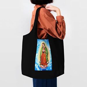 Guadalupe Virgin Canvas Shoulder Tote Bags Reusable Handbags Shopping Bag For Daily Women Or Men