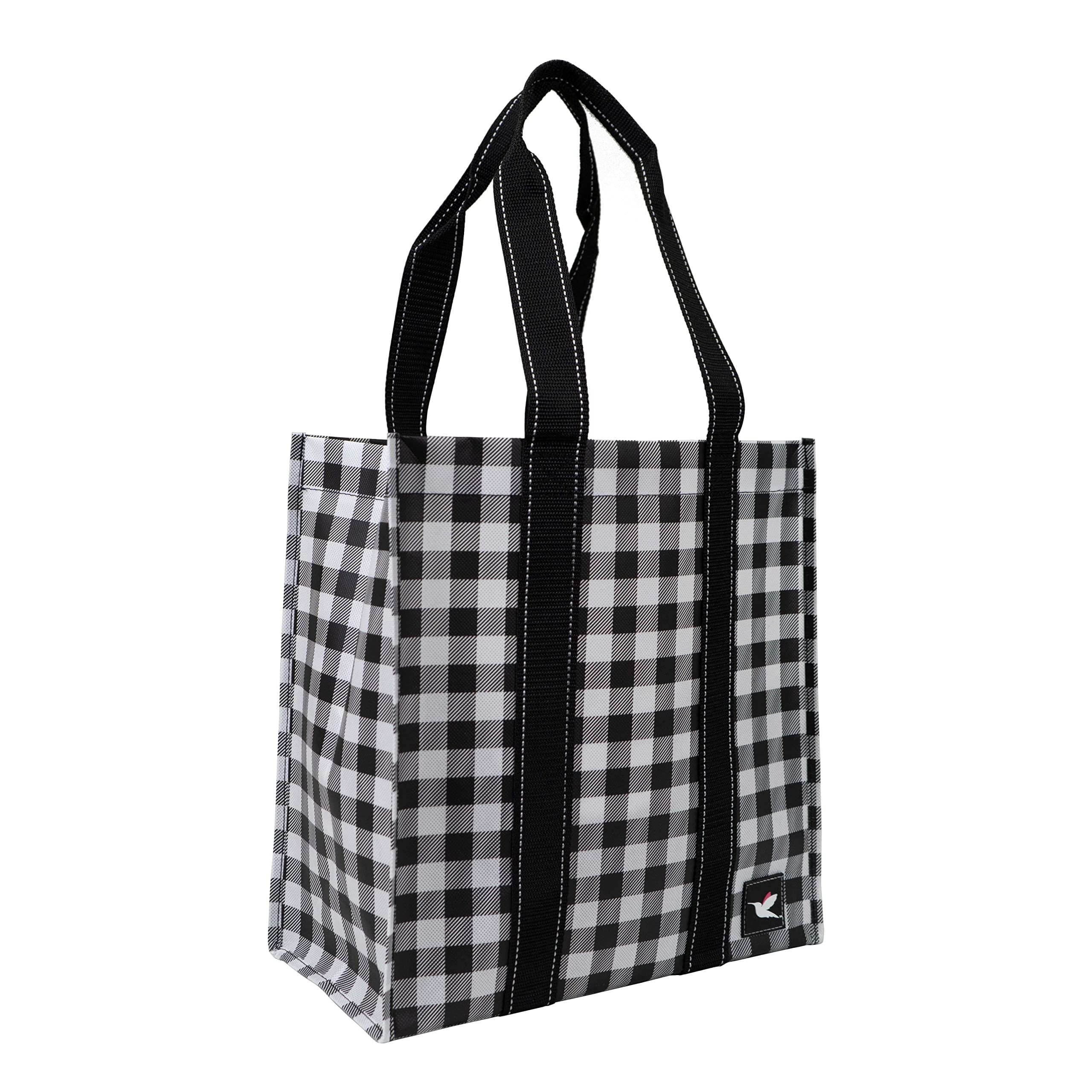 Stola Market Tote – Water Resistant, Wipe Clean Collapsible Tote Bag – Food Grade Grocery Bag – Ideal for Picnics, Outdoor Concerts, Leisure or Work,Gingham Check