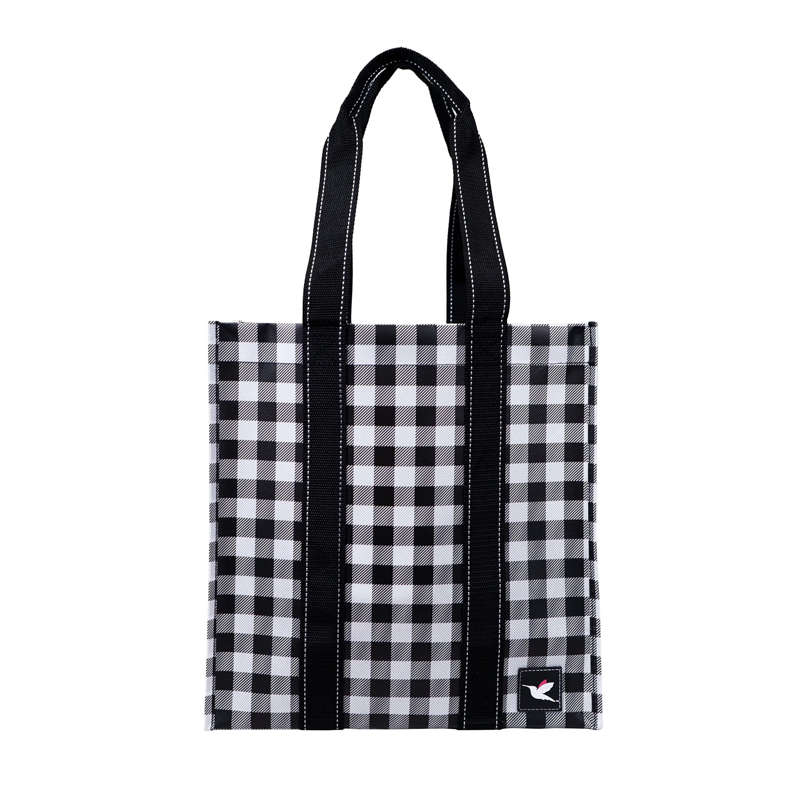 Stola Market Tote – Water Resistant, Wipe Clean Collapsible Tote Bag – Food Grade Grocery Bag – Ideal for Picnics, Outdoor Concerts, Leisure or Work,Gingham Check